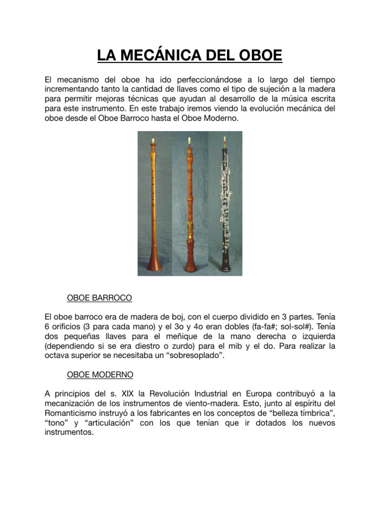 La Mecánica Del Oboe | PDF | Oboe | Instrumentos musicales