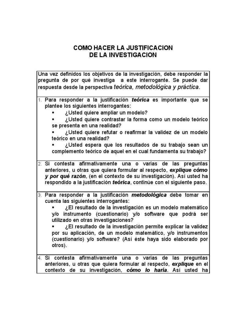 Como Hacer La Justificacion | PDF | Teoría de la justificación ...