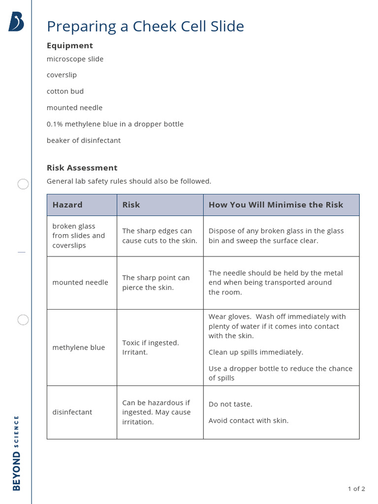 Cheek Cell Slide Preparation Guide | PDF | Disinfectant