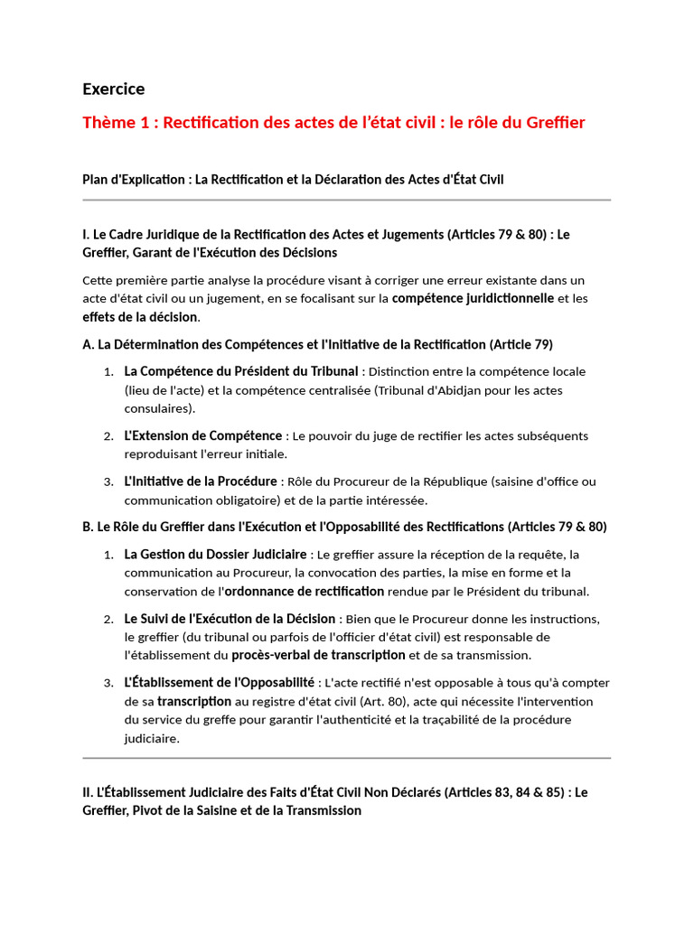 Rôle du Greffier dans la Rectification des Actes | PDF | Greffier | Justice