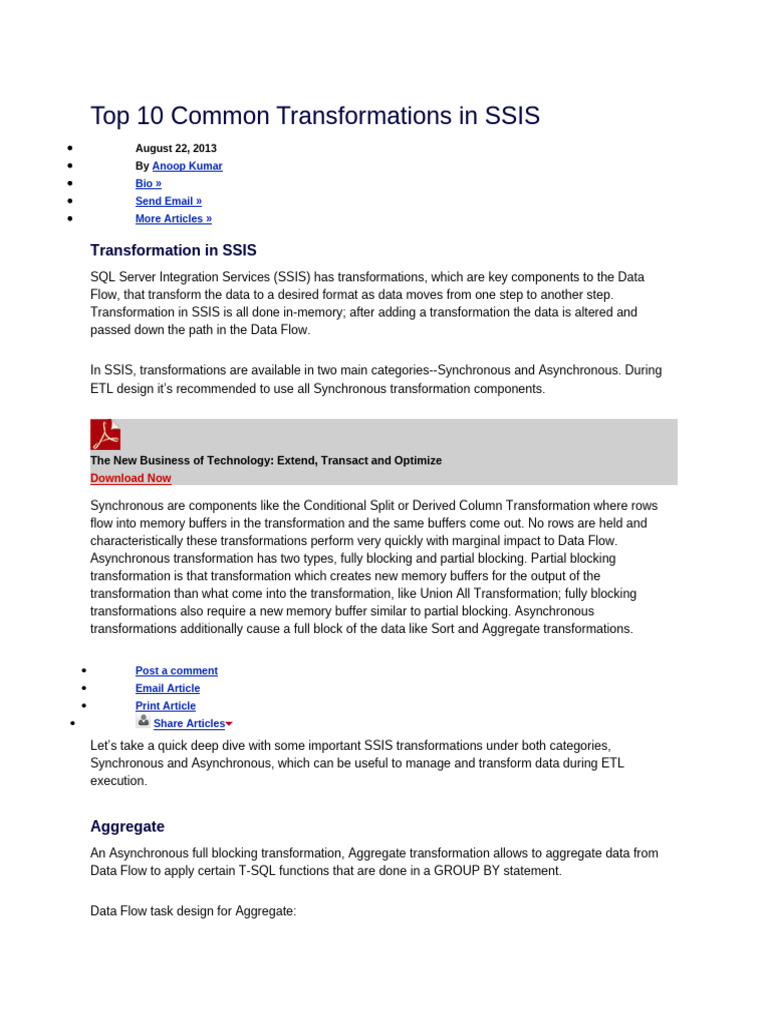 Top 10 SSIS Transformations Explained | PDF | Microsoft Sql Server ...