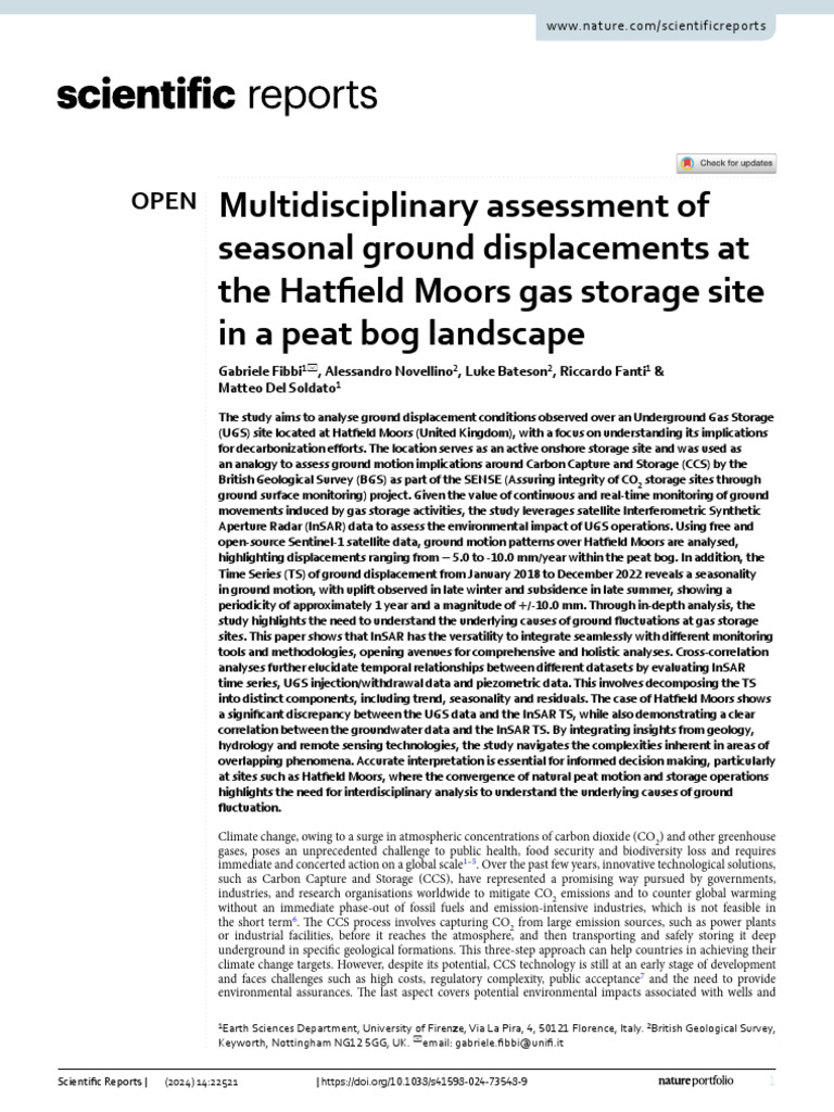 Seasonal Ground Displacement at Hatfield Moors Gas Storage Site in A ...