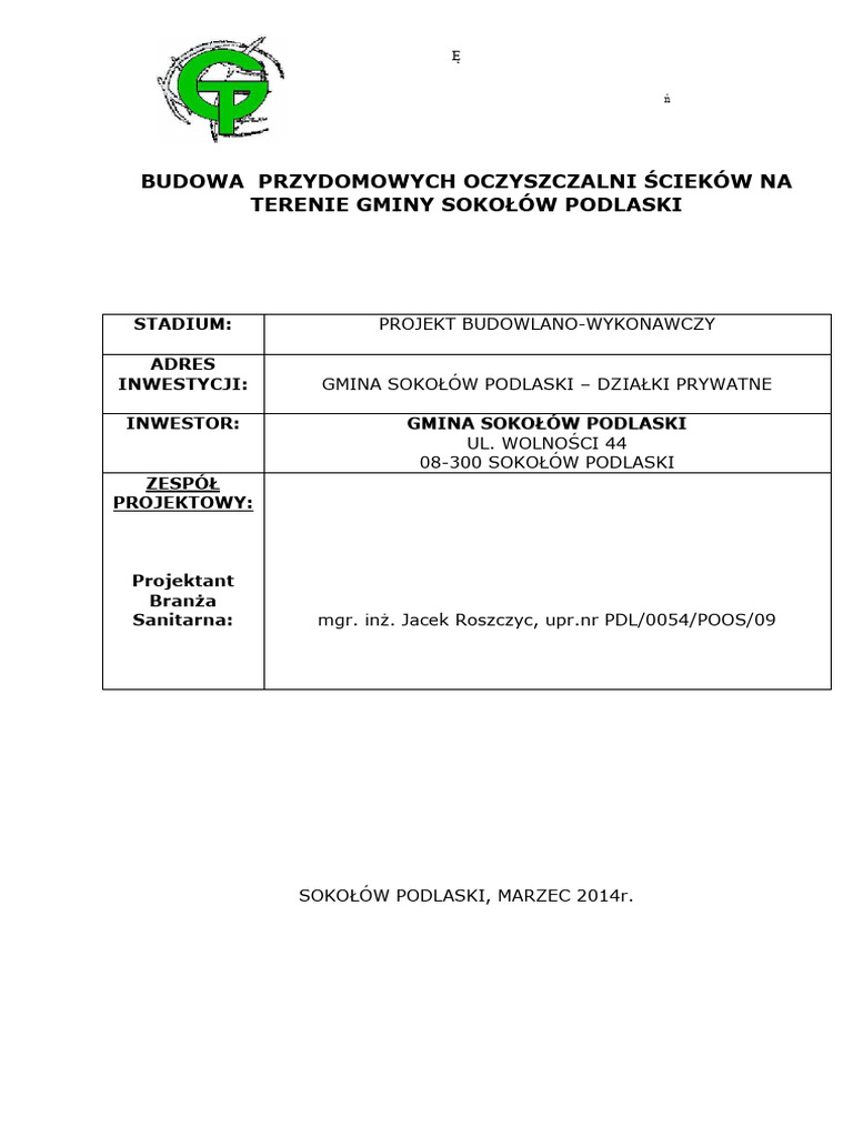 Opis Oczyszczalnie Sokolow Strona 18 | PDF