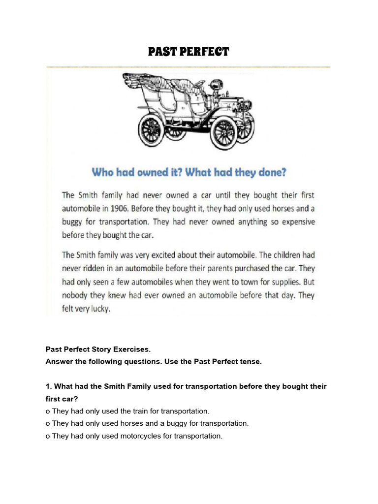 Past Perfect Tense Exercises | PDF
