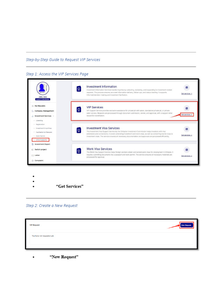 How To Apply For VIP Services Under The Investment Services Module. | PDF