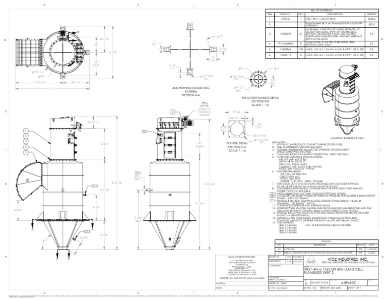 4-39410c-01r1-0 Vr1-0 Vr21-4n W 176cuft Bin, Load Cell, Flameless Vent ...