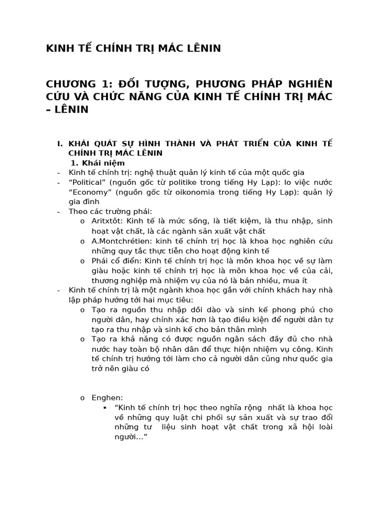 Kinh Tế Chính Trị Mác Lênin | PDF