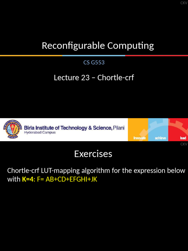Lecture 23 Chortle CRF Flowmap | PDF | Computational Problems | Algorithms And Data Structures