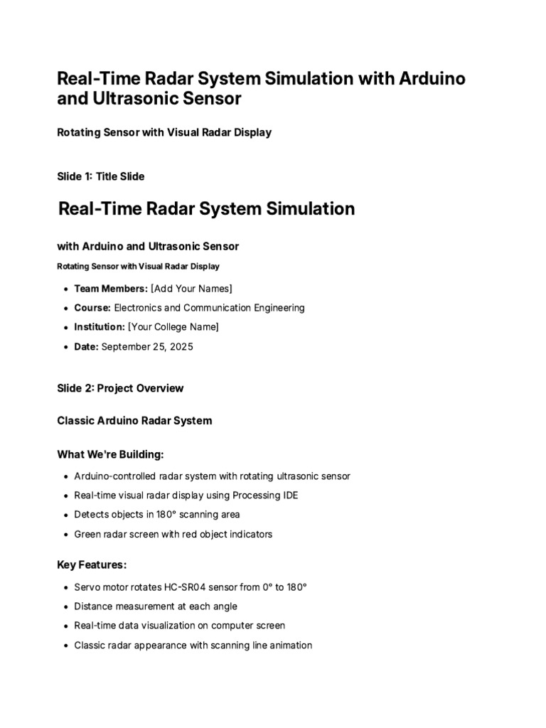 Classic Arduino Radar System | PDF | Arduino | Radar
