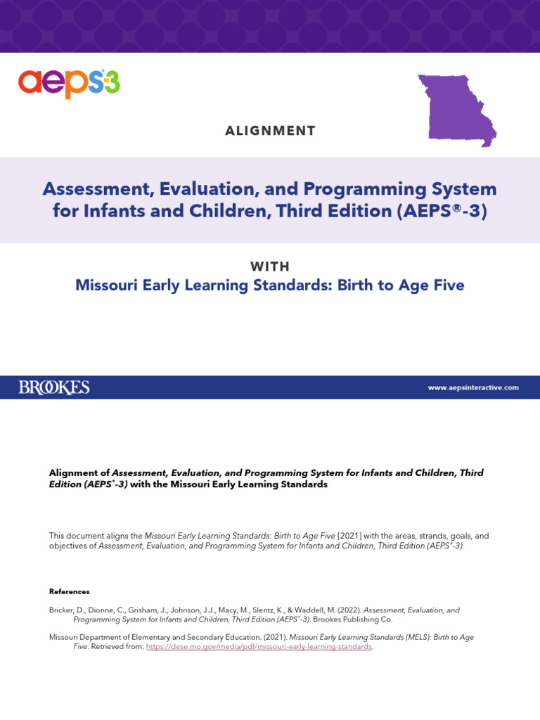 AEPS-3 and Missouri Early Learning Standards Alignment | PDF ...