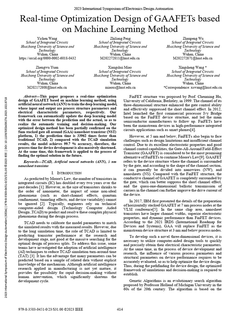 Real-time GAAFET Optimization with ML | PDF | Genetic Algorithm | Deep ...
