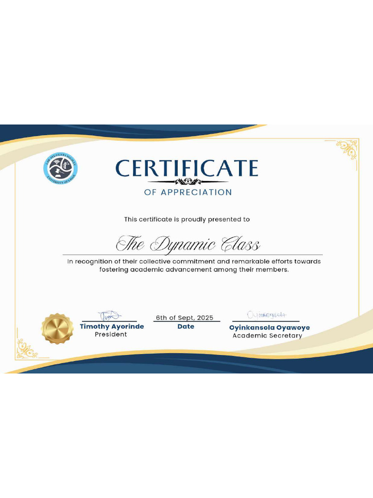 Dynamic Class Certificate | PDF