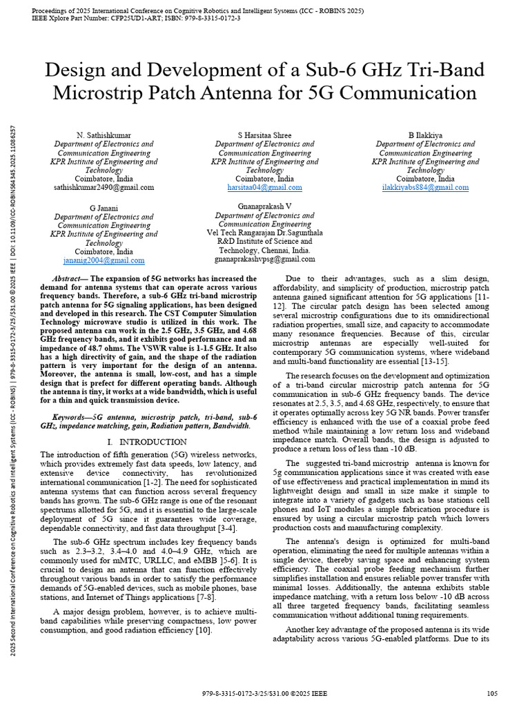 Design and Development of a Sub-6 Ghz Tri-Band Microstrip Patch Antenna ...