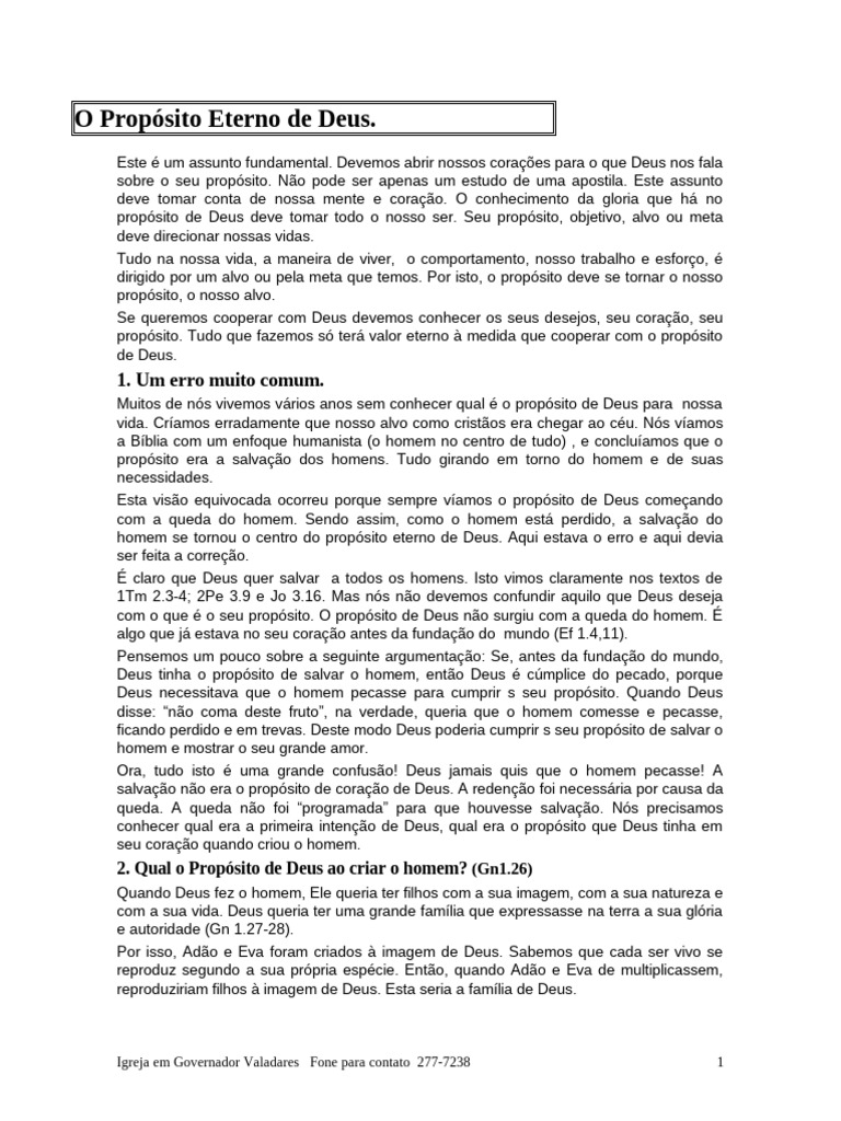 Entendendo o Propósito de Deus | PDF | Deus | Pecado