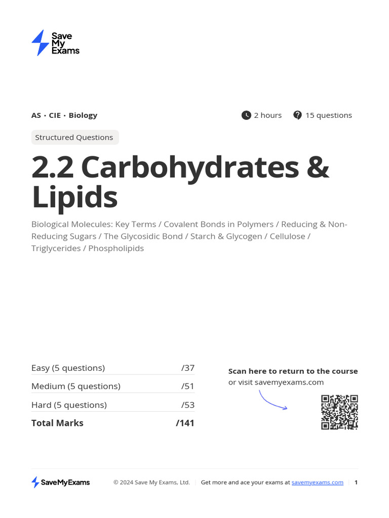 2 2 Carbohydrates and Lipids SAIqvH2LBFVkCClw | PDF | Carbohydrates ...