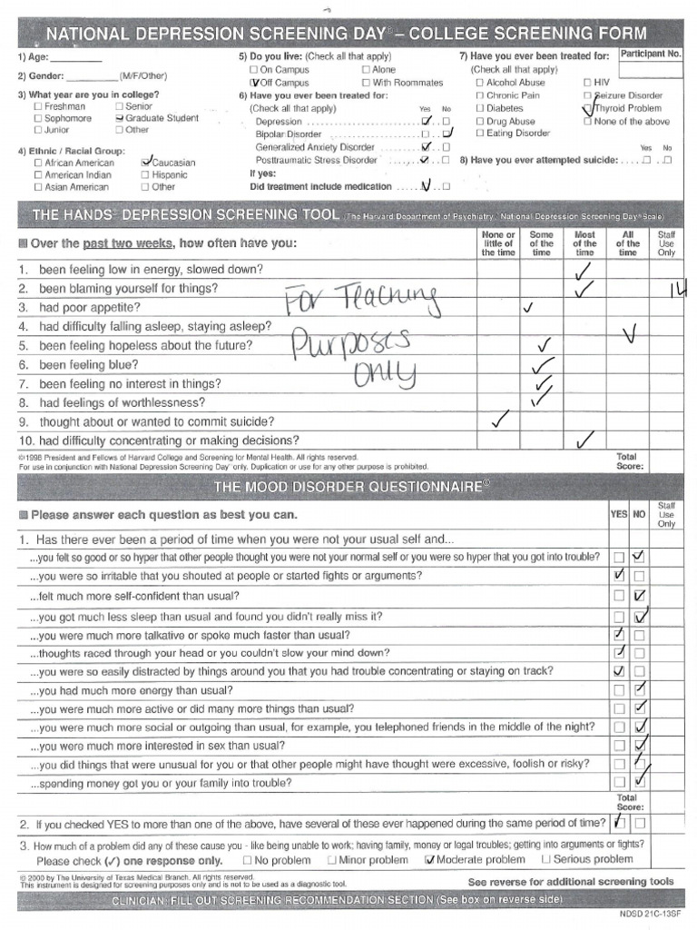 National Depression Screening Day - College Screening, Scoring, and ...