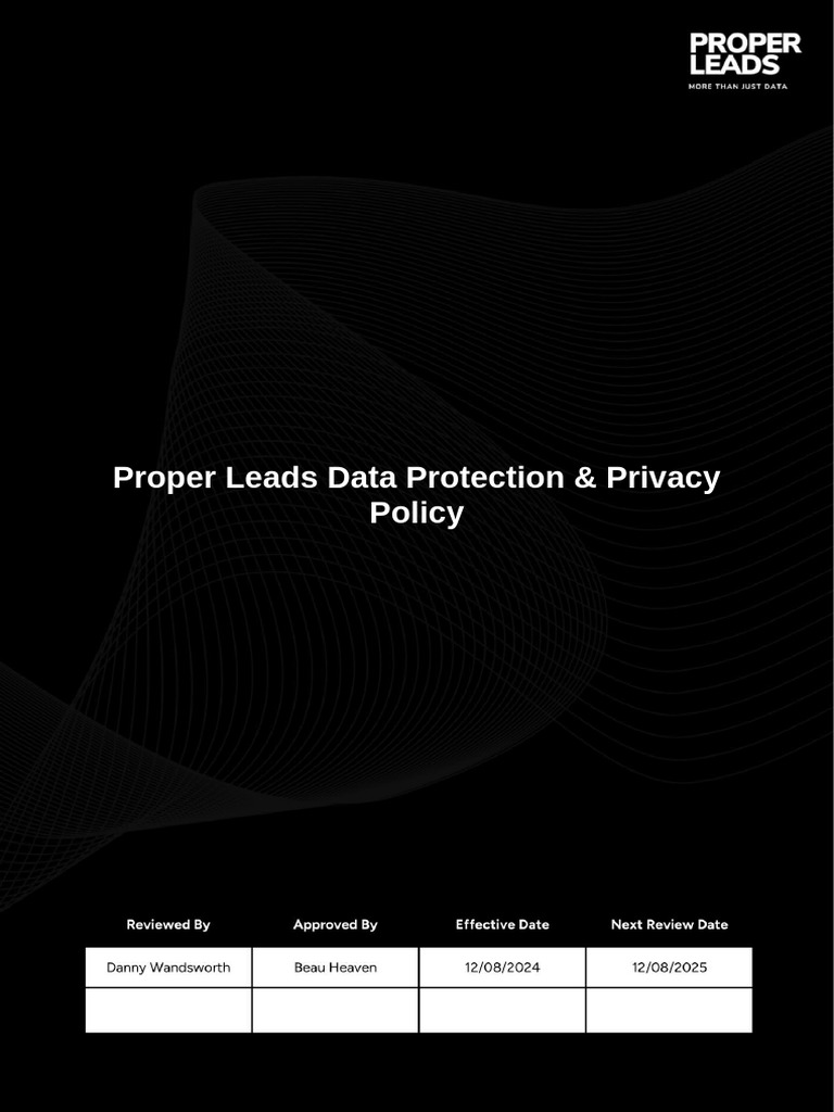 Proper Leads Data Protection, Breach & Security Policy | PDF | Computer ...