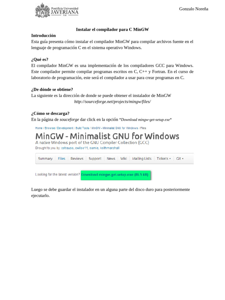 Guía1. Instalación Compilador MinGW | PDF | Compilador | Archivo de computadora