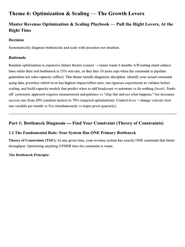 Theme 6 Optimization & Scaling | PDF