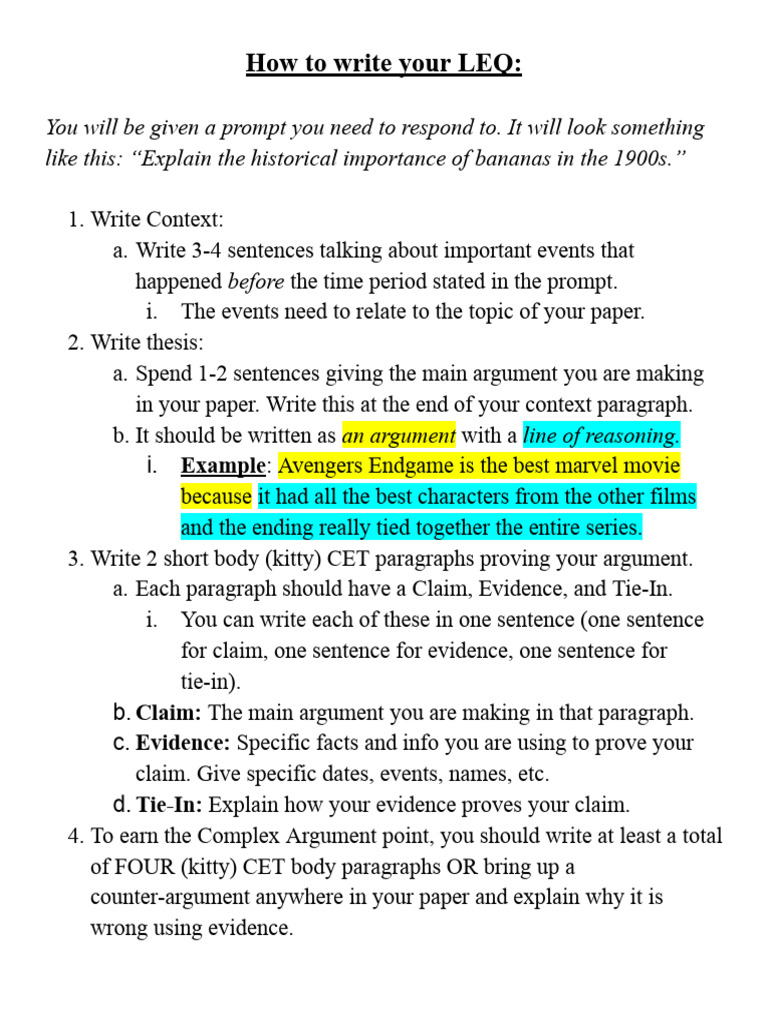 MOT How To Write Your LEQ | PDF