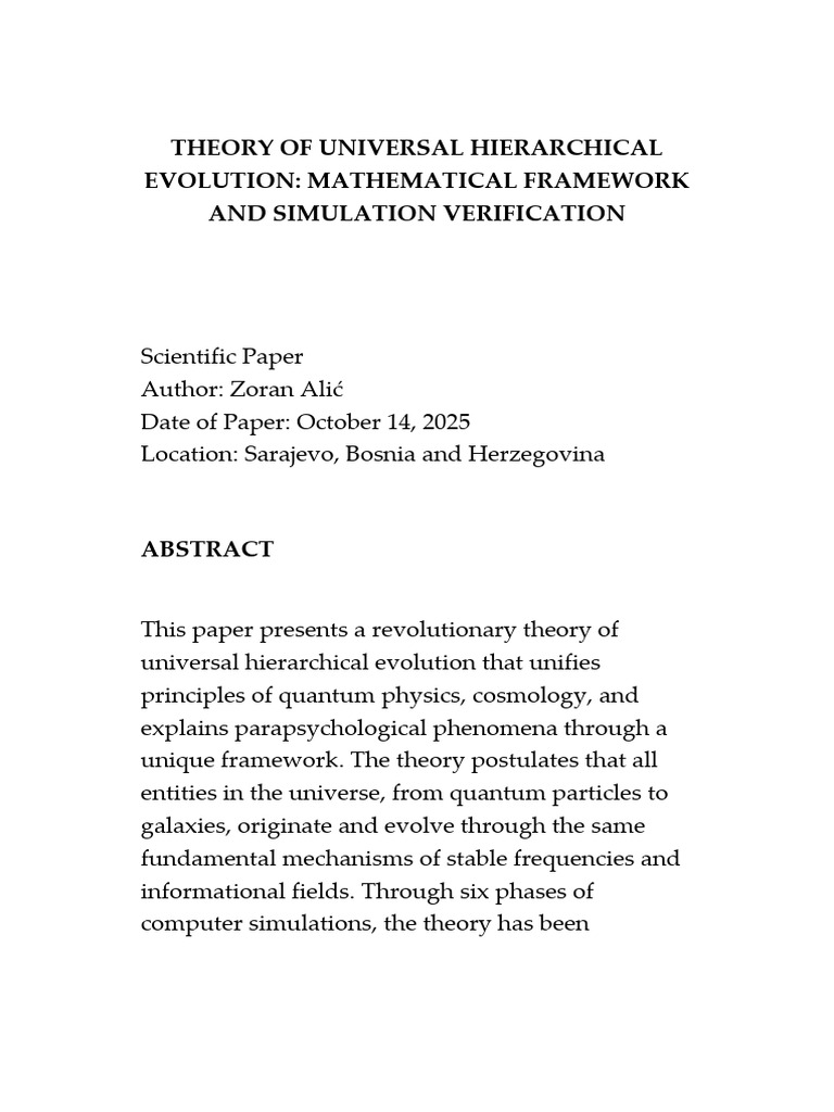 Universal Hierarchical Evolution Theory | PDF | Quantum Mechanics | Theory