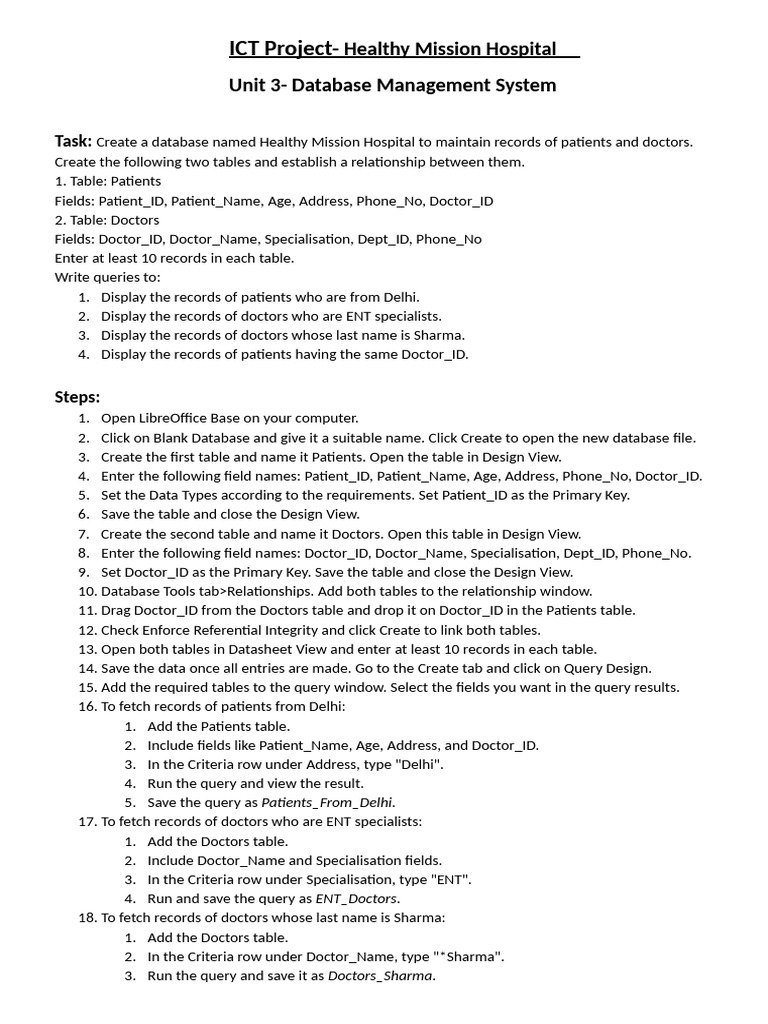 Database Setup for Healthy Mission Hospital | PDF | Databases ...