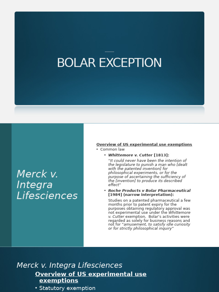 Merck v. Integra: Bolar Exemption Analysis | PDF | Patent ...