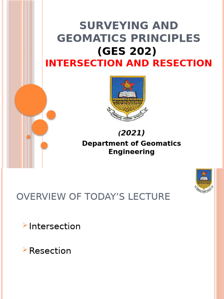 Intersection and Resection in Surveying | PDF | Circle | Surveying