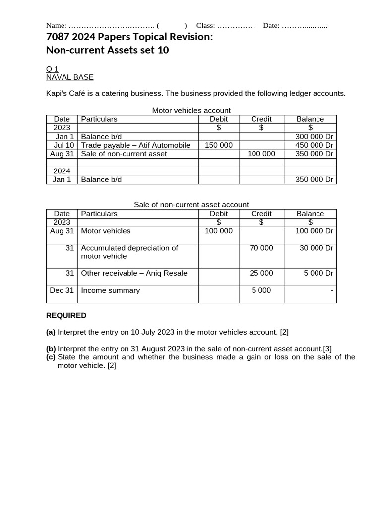 2024 Papers Topical Revision CH 11 NCA Set 10 | PDF | Depreciation ...