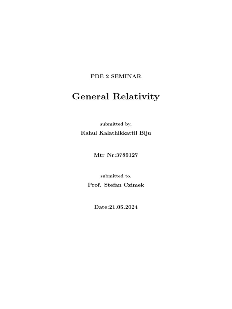 GR-PDE Presentation Complete | PDF | Gravity | General Relativity