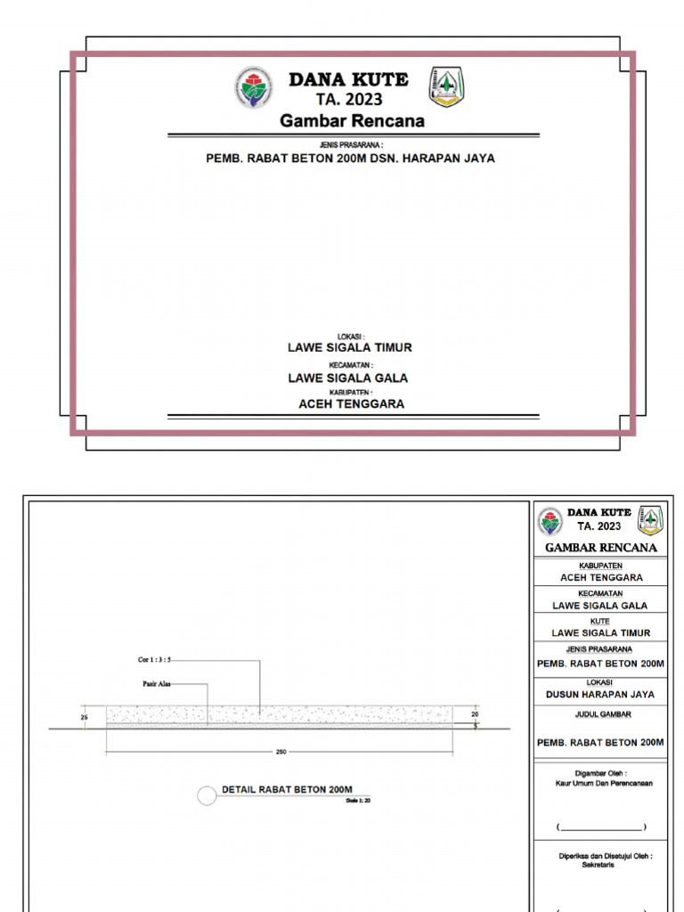 Rabat Beton Lw Siagala Timur 200M x 2.5M - LSG | PDF