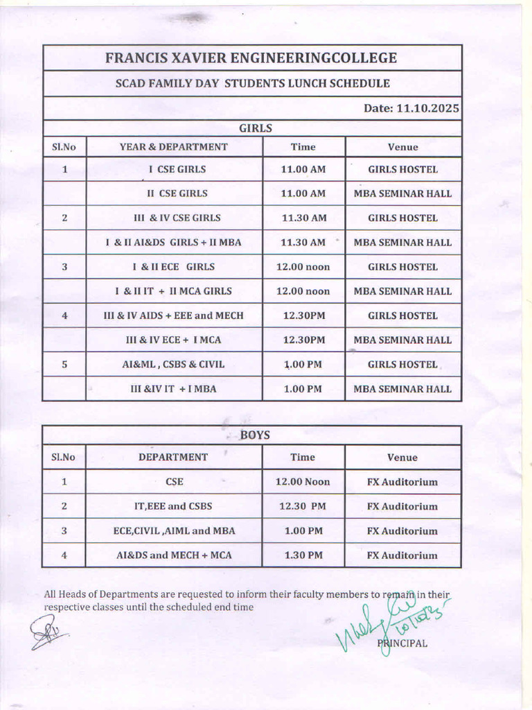 Lunch Schedule | PDF