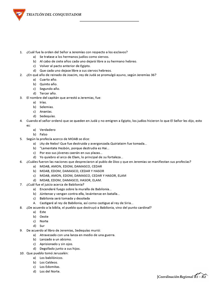 PRUEBA Reavivados Por Su Palabra | PDF | Jeremías | Ezequiel