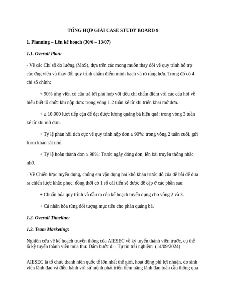 Tổng Hợp Giải Case Study Board 9 | PDF
