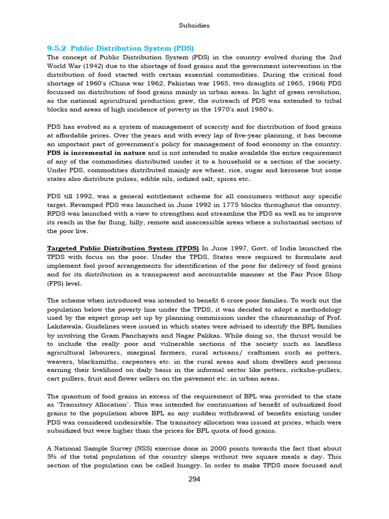 Overview of India's Public Distribution System | PDF | Poverty ...