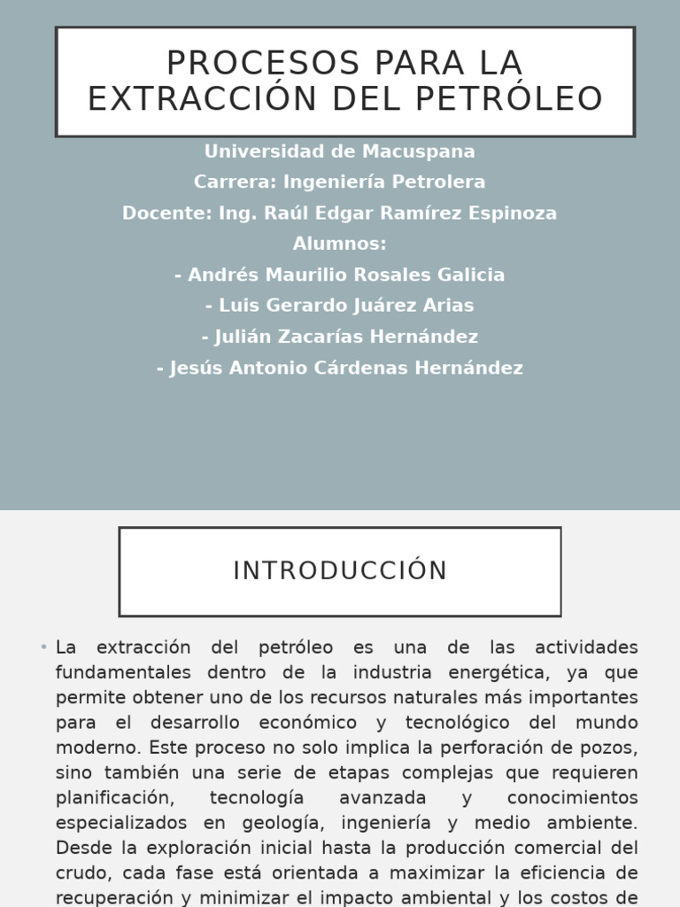 Procesos Extraccion Del Petroleo | PDF | Petróleo
