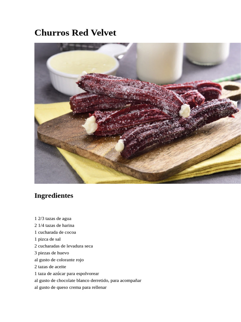 Churros Red Velvet: Receta Fácil y Deliciosa | PDF
