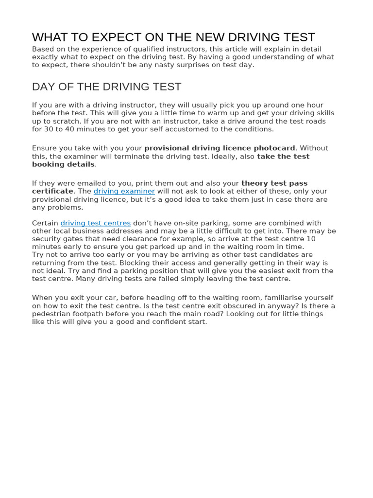 What To Expect On The New Driving Test | PDF | Transport | Land Transport