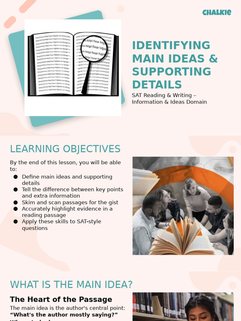 Main Ideas & Supporting Details for SAT | PDF | Speed Reading | Amazon ...