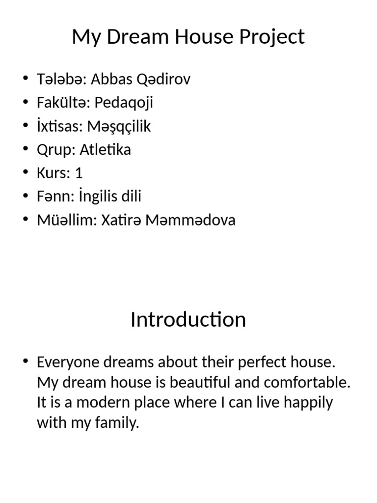 My Ideal Dream House Description | PDF