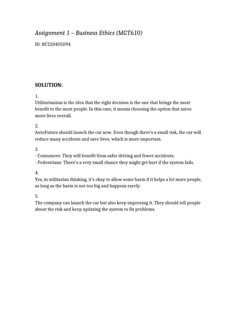 Solution MGT610 Assignment1 | PDF