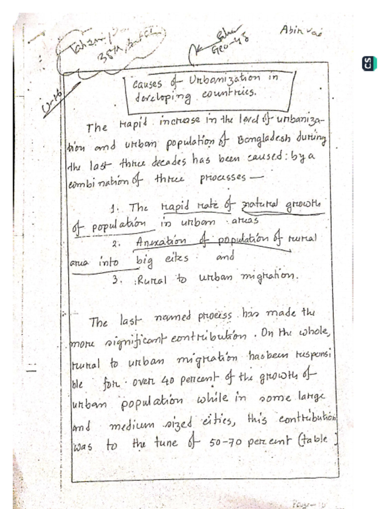 413 Causes of Urbanization in Developing Countries | PDF