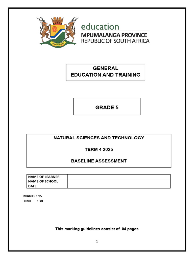 Grade 5 Natural Sciences Assessment 2025 | PDF | Earth | Planets