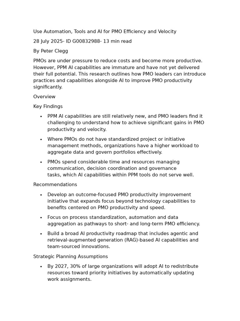 Boost PMO Efficiency with AI & Automation | PDF | Artificial ...