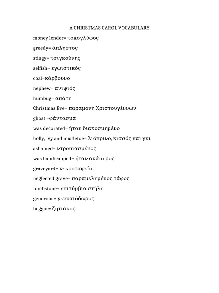 A Christmas Carol Vocabulary | PDF