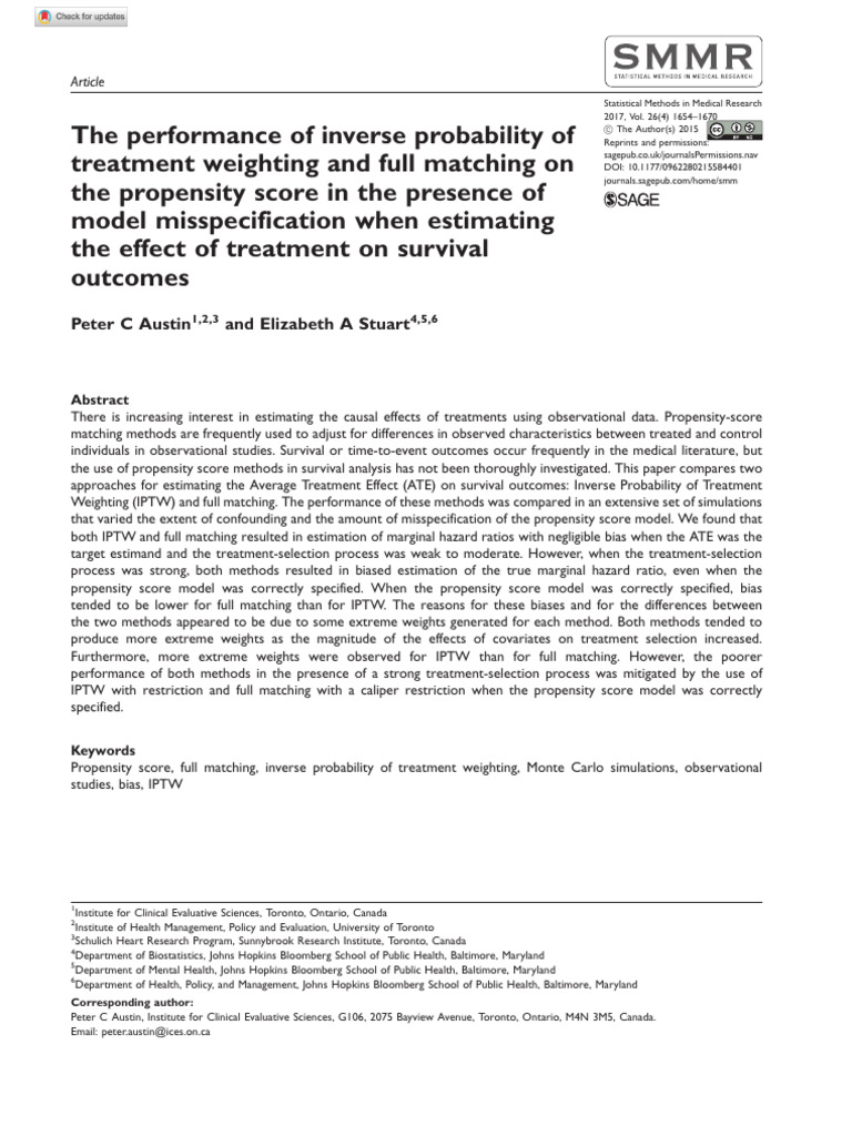 The Performance of Inverse Probability of Treatment Weighting and Full ...