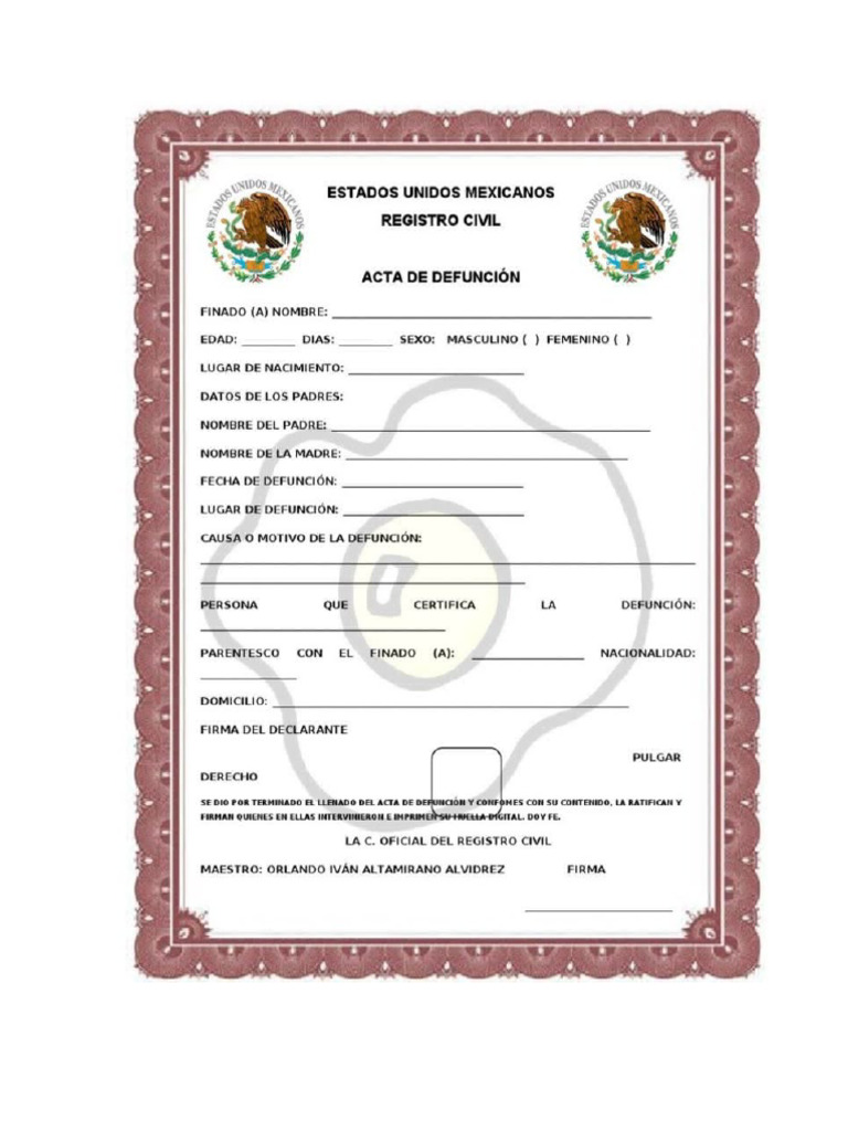 Acta de Defuncion | PDF