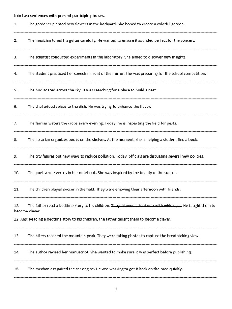 Joining Sentences with Participles | PDF
