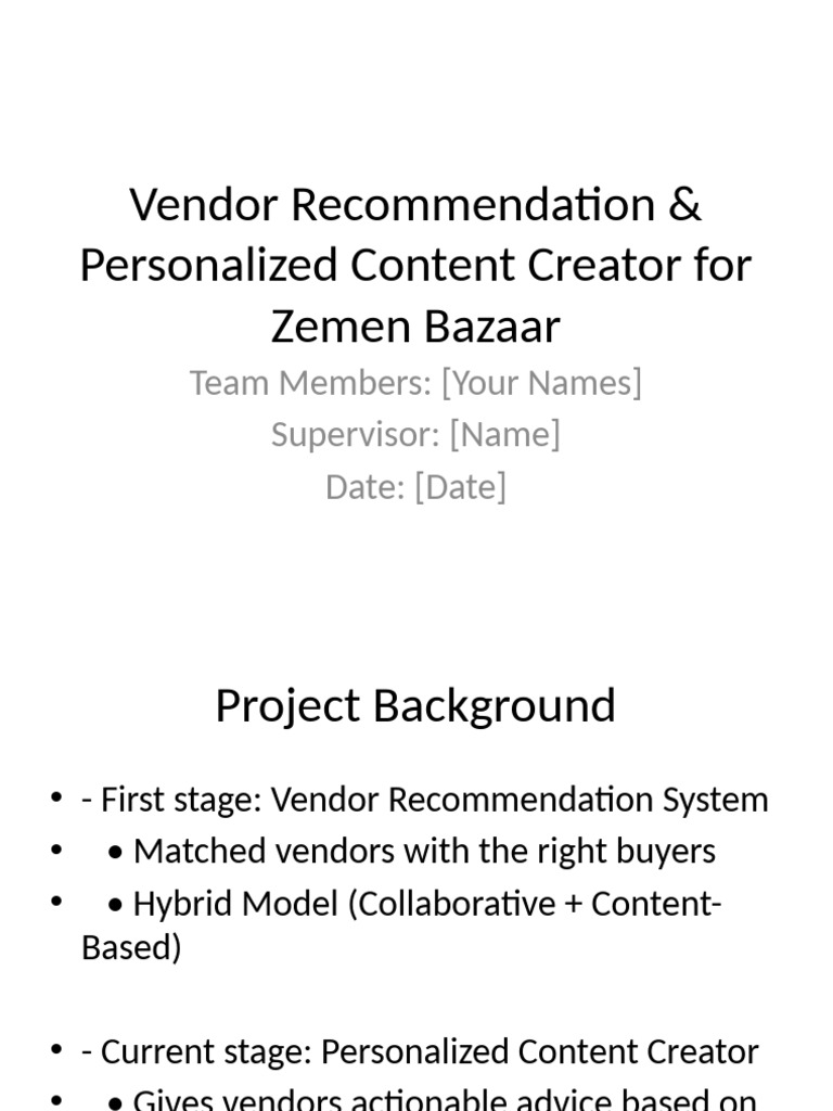 Vendor Personalized Recommendation Presentation | PDF | Information ...