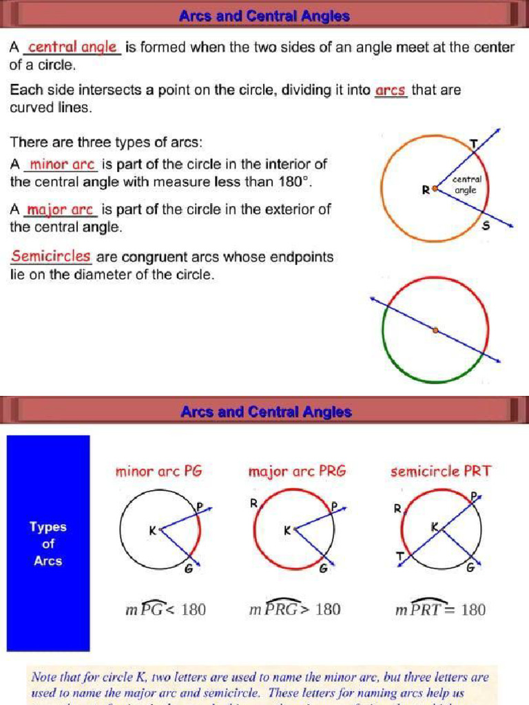 Arcs and Central Angles | PDF